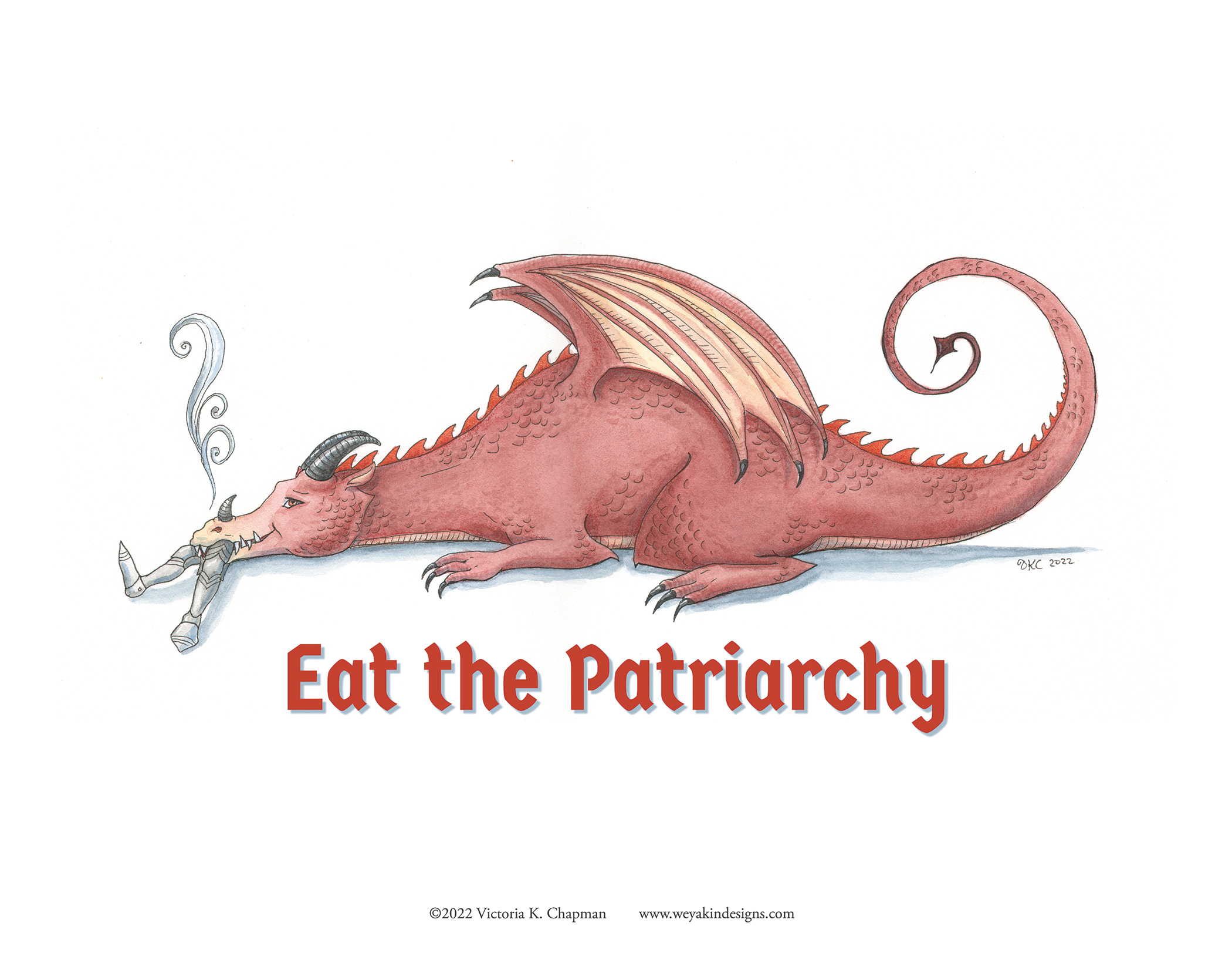 Eat the Patriarchy, Feminist Dragon Fantasy Digital Art Print - Weyakin ...